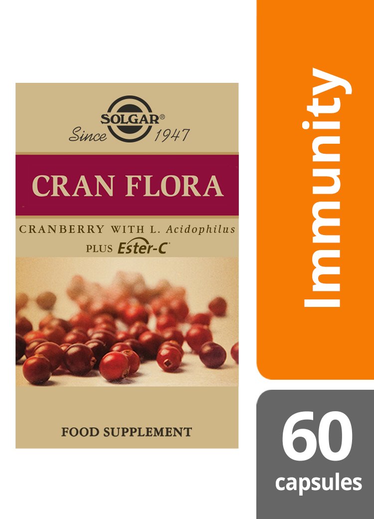 Solgar Cran Flora Cranberry with Microflora Plus Ester-C(R) Vegetable ...